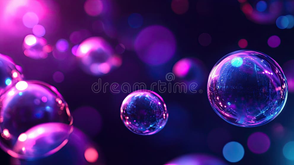 Floating Purple Pink and Blue Bubbles Abstract Background Stock ...