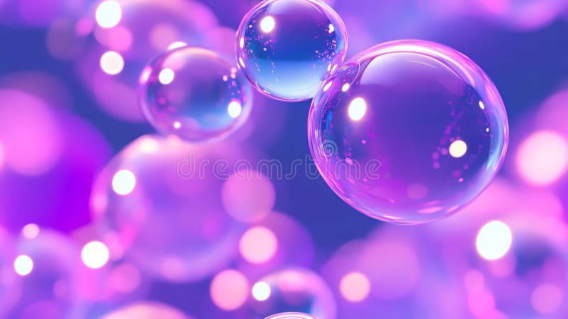 Floating Purple and Pink Glossy Bubbles Abstract Background Stock ...