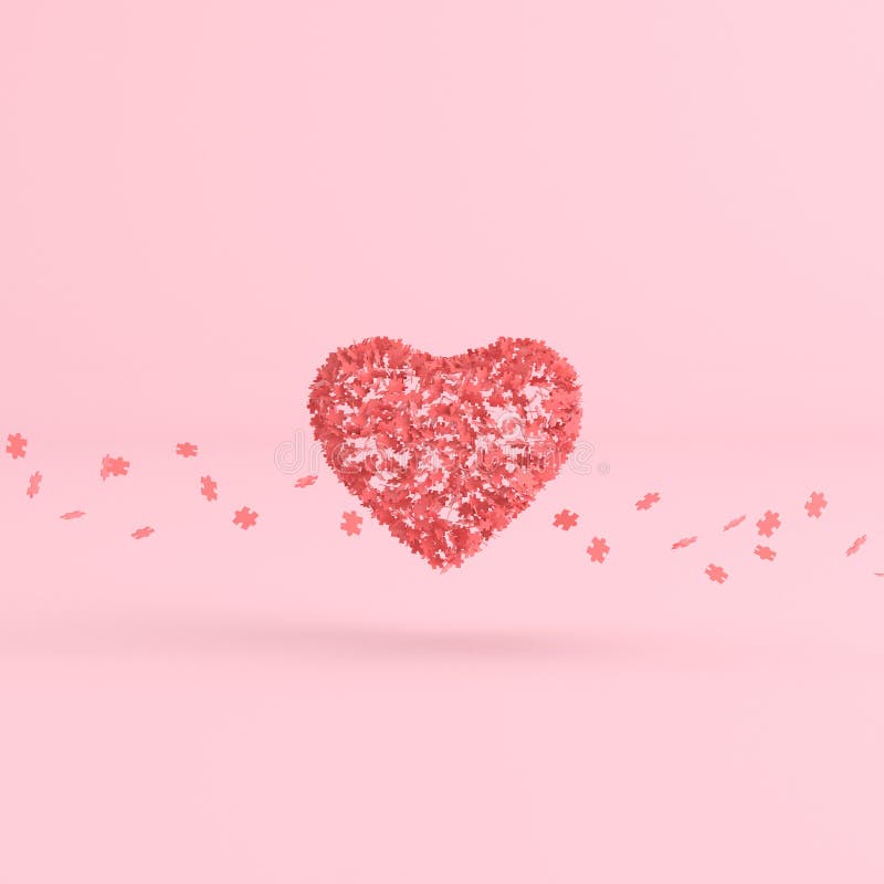 Floating Puzzle in Heart Shape, Valentine Concept, 3d Rendering Stock ...