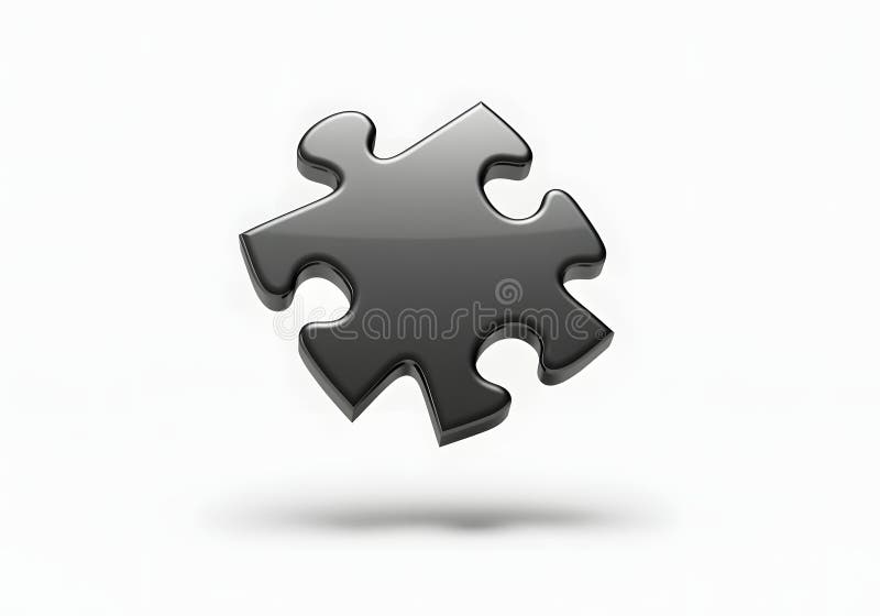 A Floating Puzzle Piece with a Glossy Finish, Isolated on a Solid White ...