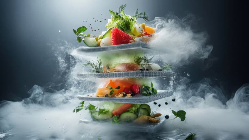 Floating Pyramid Crafted from Colorful Food Elements Showcases Culinary ...