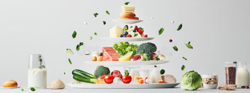 Floating Pyramid of Diverse Food Elements Creates a Colorful Display ...