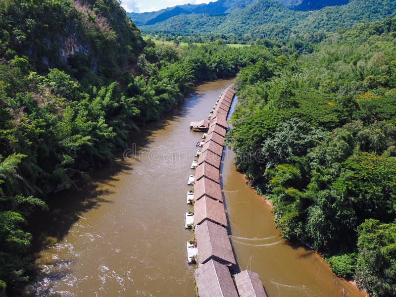 Floating Raft House on Kwai River in Thailand Stock Photo - Image of ...