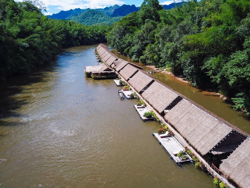 Floating Raft House on Kwai River in Thailand Stock Image - Image of ...