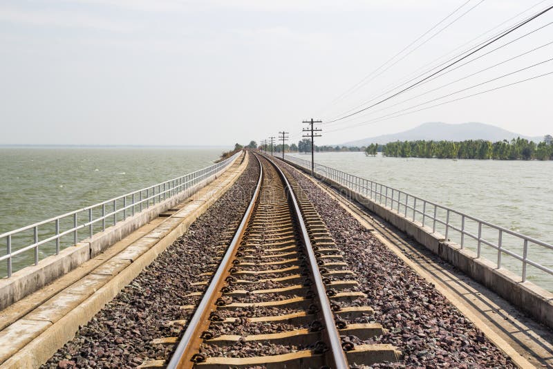 Floating Railroad at PaSak Chonlasit Dam Stock Image - Image of nature ...