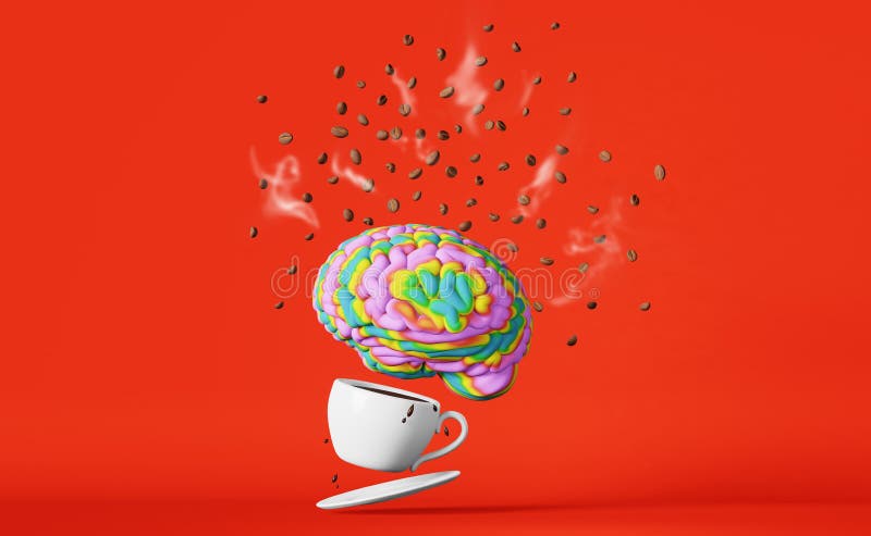 Floating Rainbow Human Brain Steaming Coffee Beans Explosion Porcelain ...