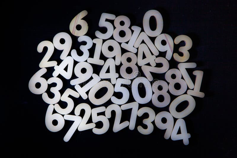 Abstract Mathematical Numbers on a Dark Background. Finance and Data ...