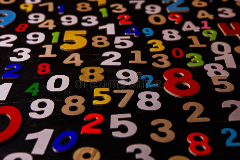 Abstract Mathematical Numbers on a Dark Background. Finance and Data ...