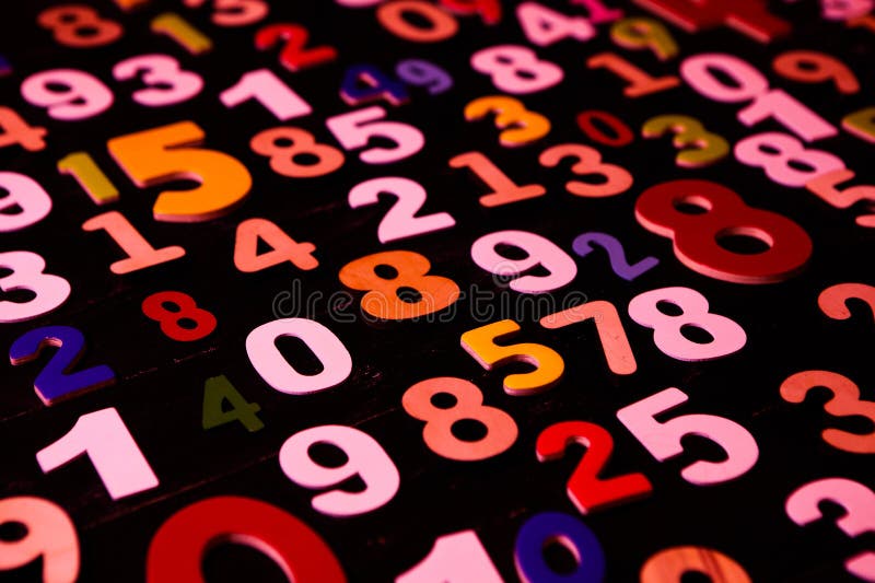 Abstract Mathematical Numbers on a Dark Background. Finance and Data ...