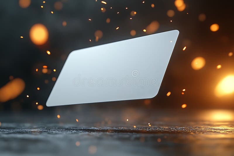 Floating Rectangle with Sparks Over Refractive Surface Abstract ...