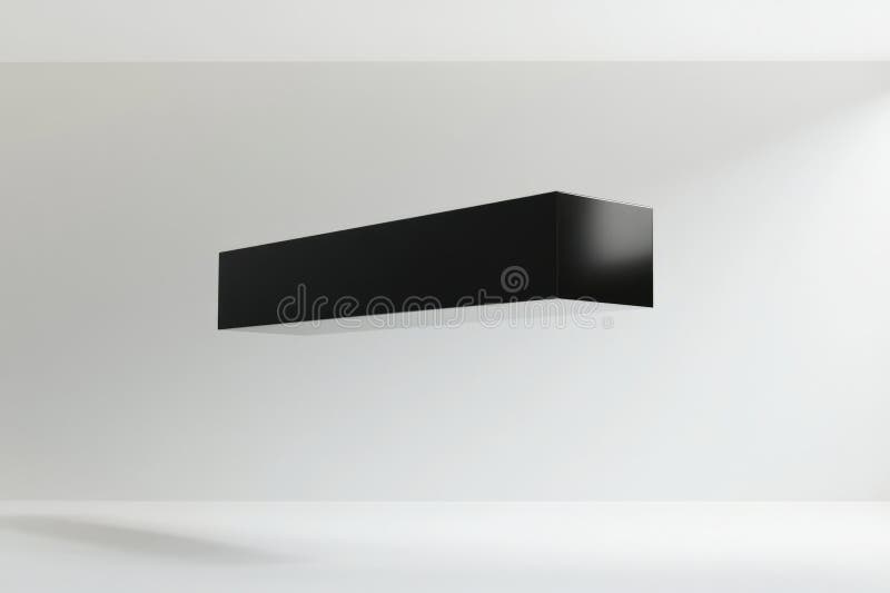 Floating Rectangular Prism in Black, Softly Reflecting Light, Creating ...