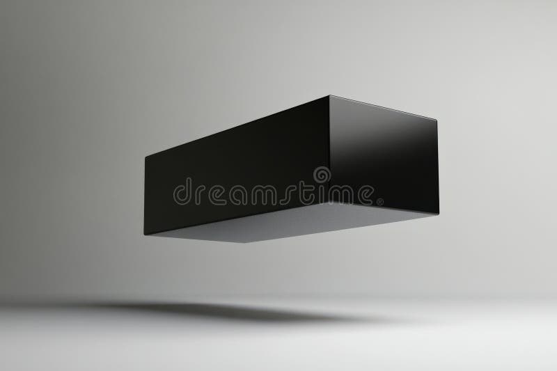 Floating Rectangular Prism in Black, Softly Reflecting Light, Creating ...