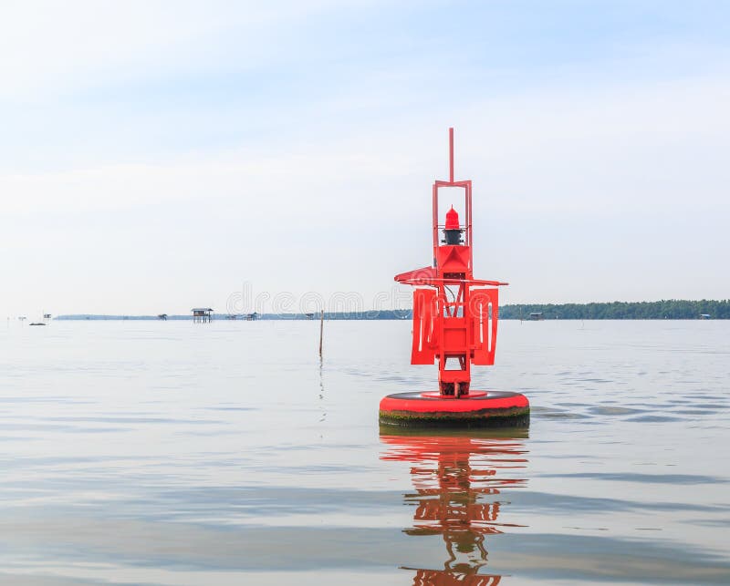 Floating Red Beacon in the Ocean Stock Image - Image of danger ...