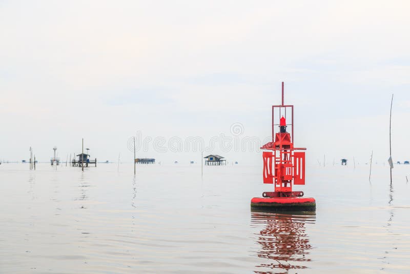 Floating Red Beacon in the Ocean Stock Image - Image of nautical ...