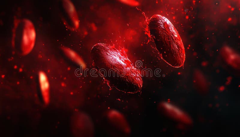 Floating Red Capsules Create a Striking Visual Effect Against a Dark ...