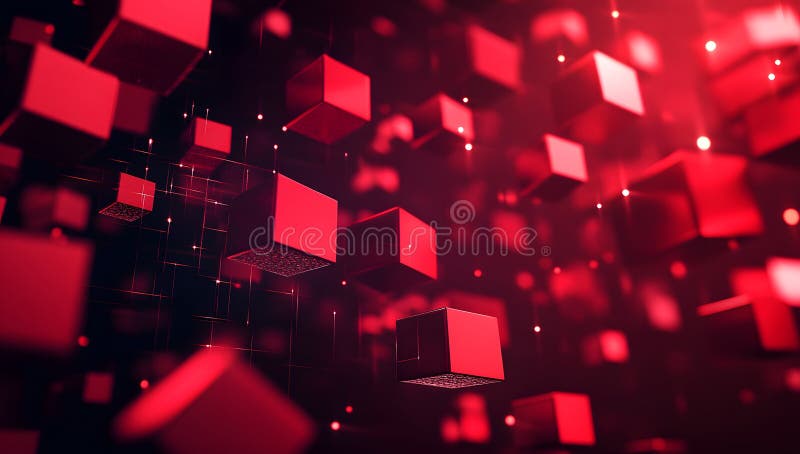 Floating Red Cubes Create a Mesmerizing Digital Landscape Filled with ...
