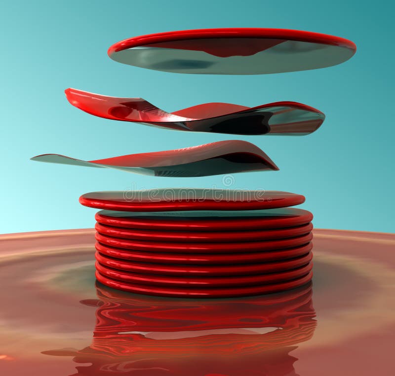 Floating red discs stock illustration. Illustration of flying - 12338873
