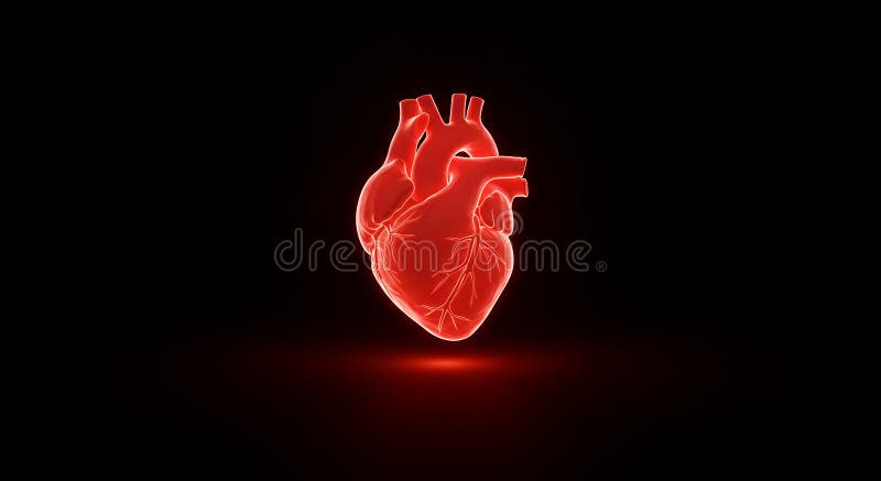 Floating Red Heart PNG on Dark Background with Backlight Stock ...