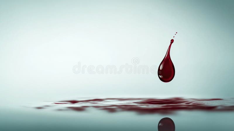Floating Red Liquid Droplet Splashing on Smooth Surface with Reflection ...