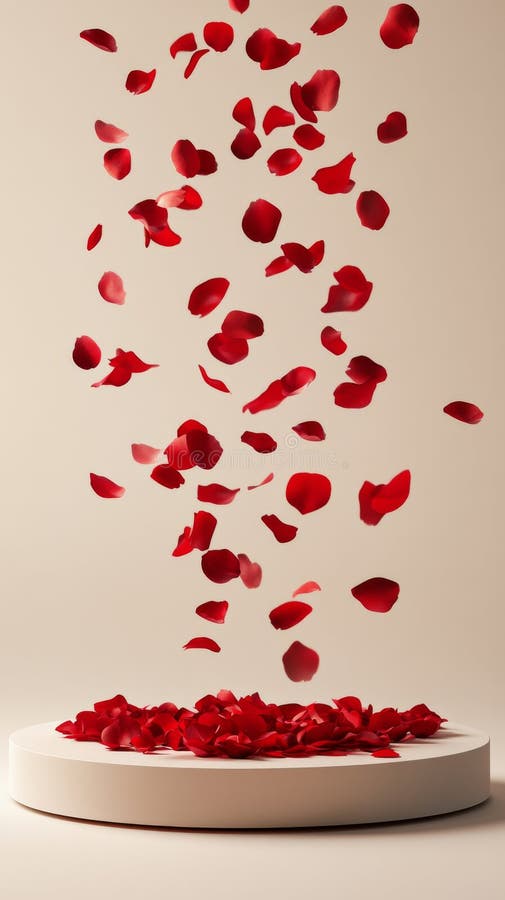 Floating Red Roses and Petals Create a Captivating Display on a ...