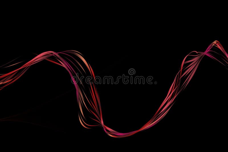 Floating Red Wavy Lines Isolated on a Black Background. Stock ...