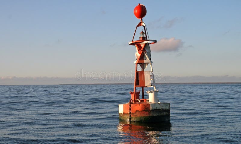 Floating Red and White Buoy Stock Photo - Image of outdoor, sign: 28085944