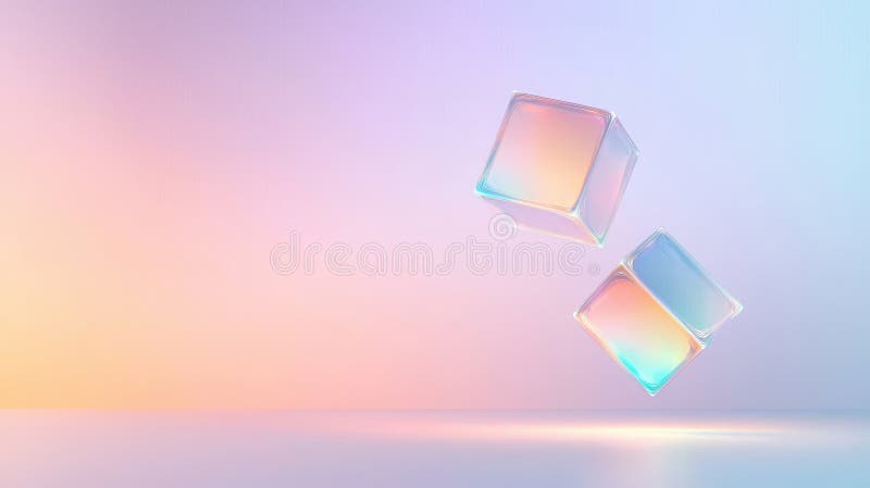 Floating Reflective Cubes with Glowing Light in a Minimalist Atmosphere ...