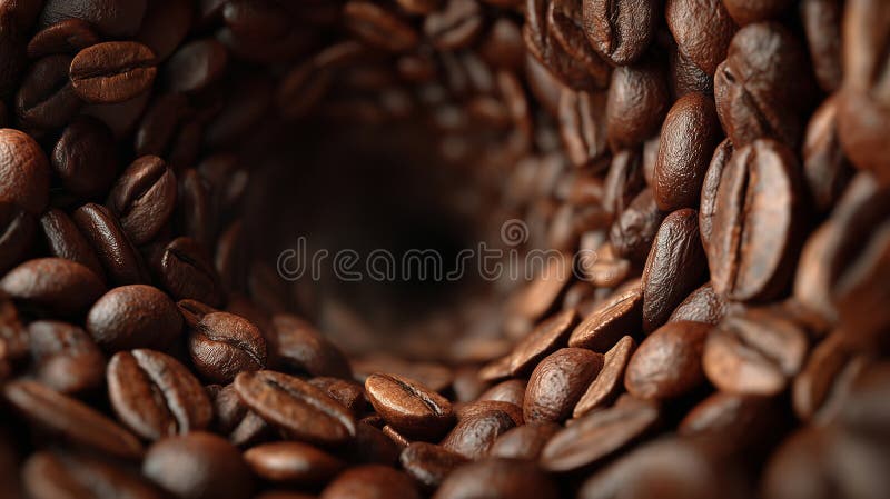 Floating Roasted Coffee Beans Swirling in a Mesmerizing Vortex Spiral ...