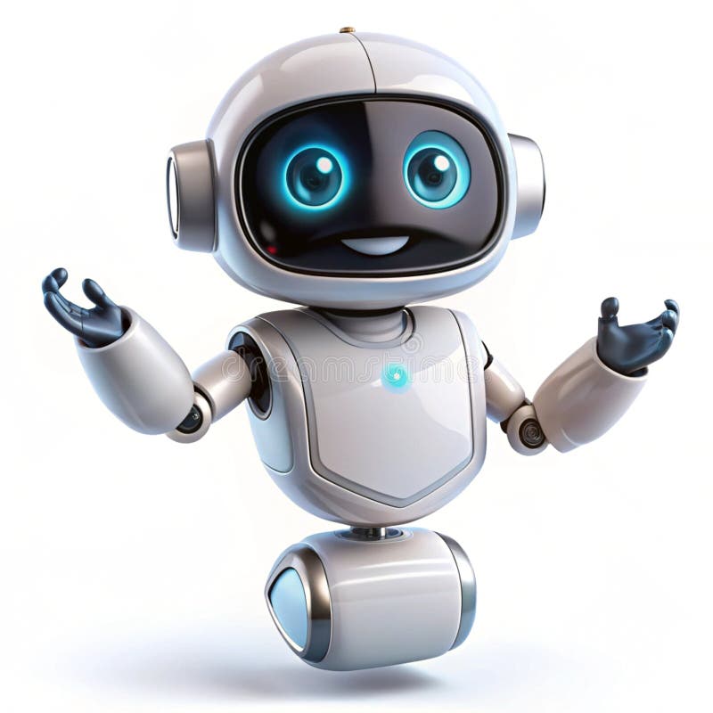 Floating Robot Assistant with AI Expressions Stock Illustration ...
