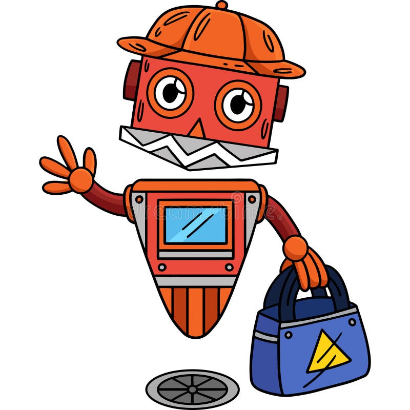 Floating Robot with a Bag Cartoon Colored Clipart Stock Vector ...