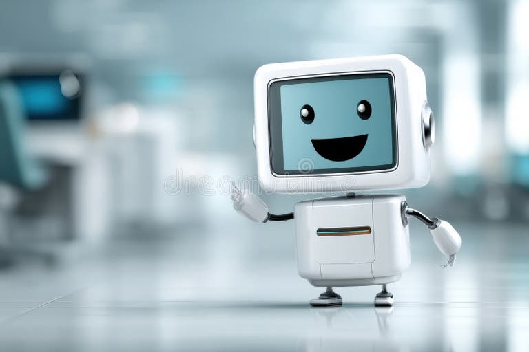 Floating Robotic Assistant Displays a Joyful Expression while Equipped ...