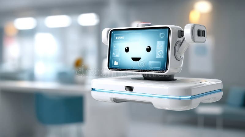 Floating Robotic Assistant with a Friendly Face Providing Information ...