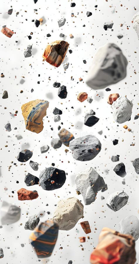 Floating Rocks in a Flat Composition Design Stock Illustration ...