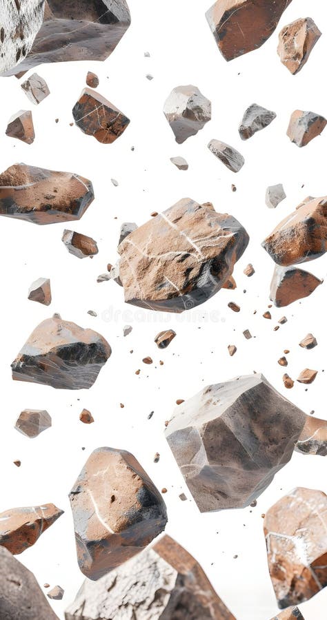 Floating Rocks in White Background for Visual Composition Stock ...