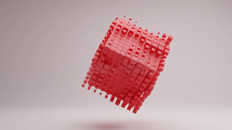 Floating and Rotating Blue Cube Rendered Animation. Stock Footage ...