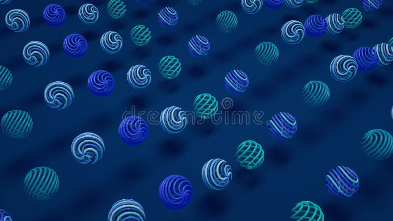 Floating Round Shapes on Blue Background. Abstract 3d Rendering of Geometric Shapes. Computer ...