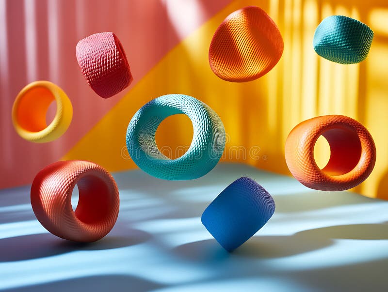 Floating Rubber Shapes Casting Shadows Stock Illustration ...