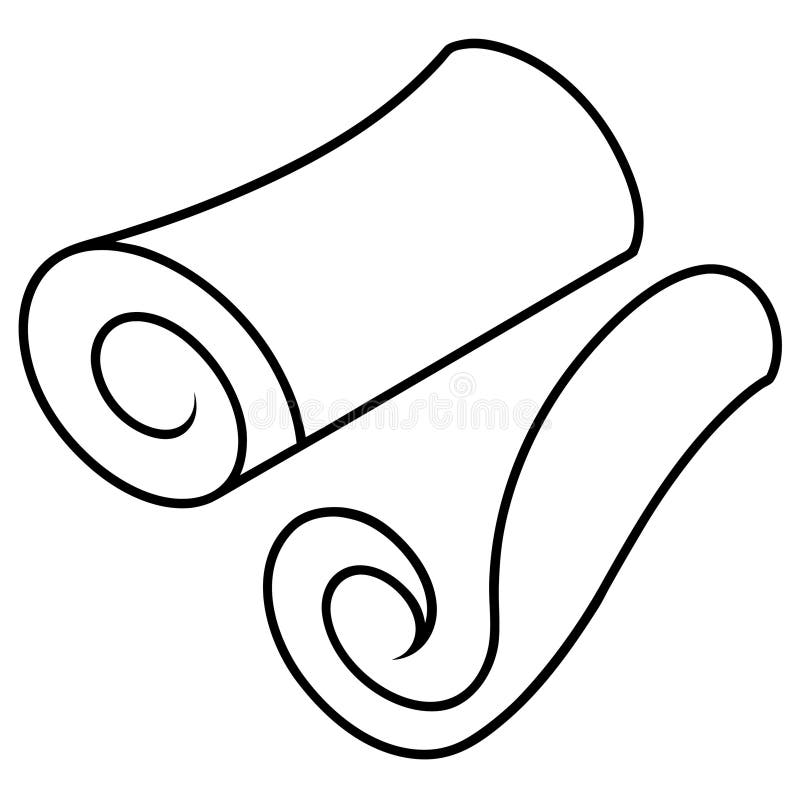 Floating Scrolls Line Art Coloring Page Stock Illustration ...