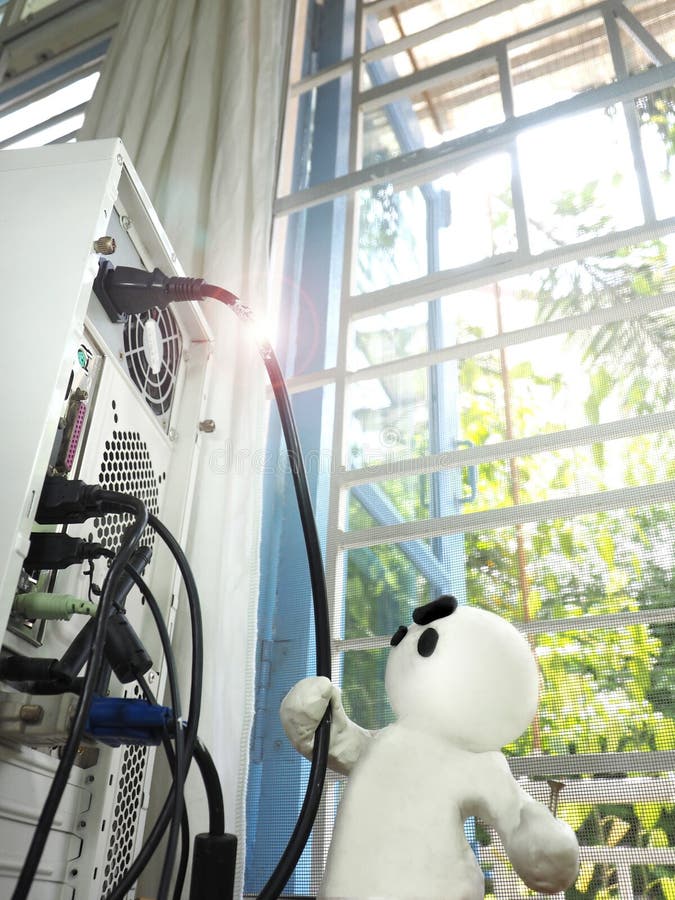 Floating Sculpture Repair Computer Man Stock Photo - Image of clay ...