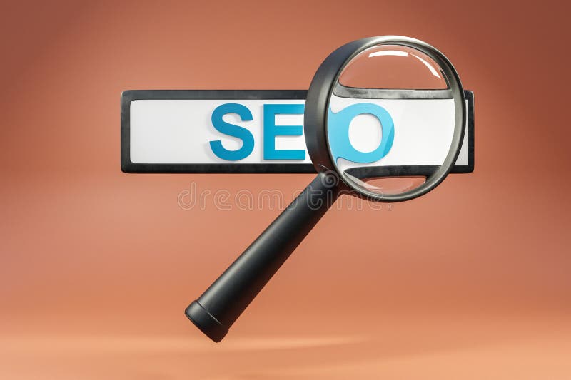 Floating Search Box with Businessman Hanging on Large Magnifying Glass ...