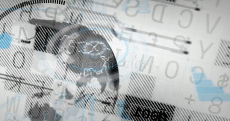 Floating Semi-transparent Globe Displaying World Map on Code Backdrop, with Plus Sign Overlays ...