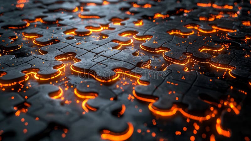 Floating Semi Transparent Puzzle Pieces Glowing Edges and Intricate ...