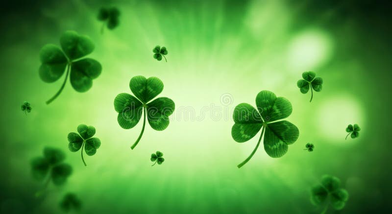 Floating Shamrocks in a Lush Green Background for St. Patrick S Day.St ...