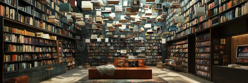 Floating Shelves Create Magical Experience Modern Bookstore Stock ...