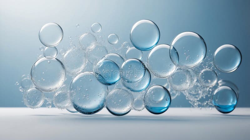Floating Shiny Bubbles with a Gradient Blue Background Creating a ...