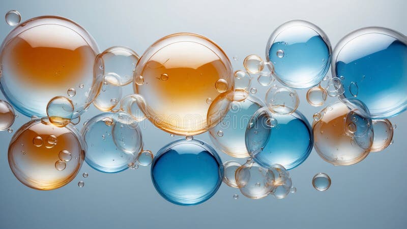 Floating Shiny Bubbles with a Gradient Blue Background Creating a ...