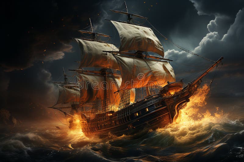 A Floating Ship that Sails High Above the Ground Stock Image - Image of ...