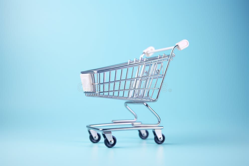 Floating Shopping Cart on Solid Light Background AI Generated Stock ...