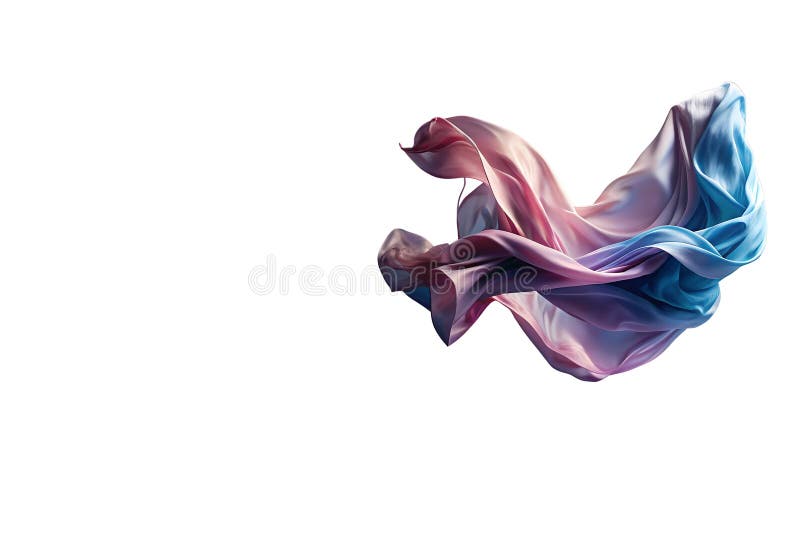 Floating Silk Fabric Isolated on White Background and Copy Space Stock ...