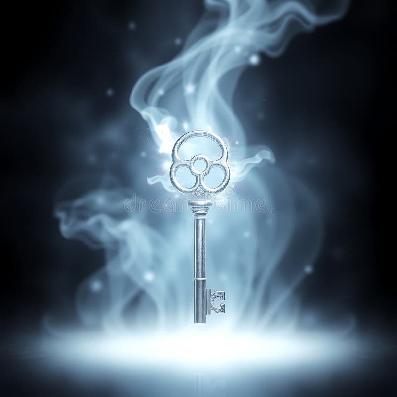 A Floating Silver Key Surrounded by a Faint Magical Aura Stock ...